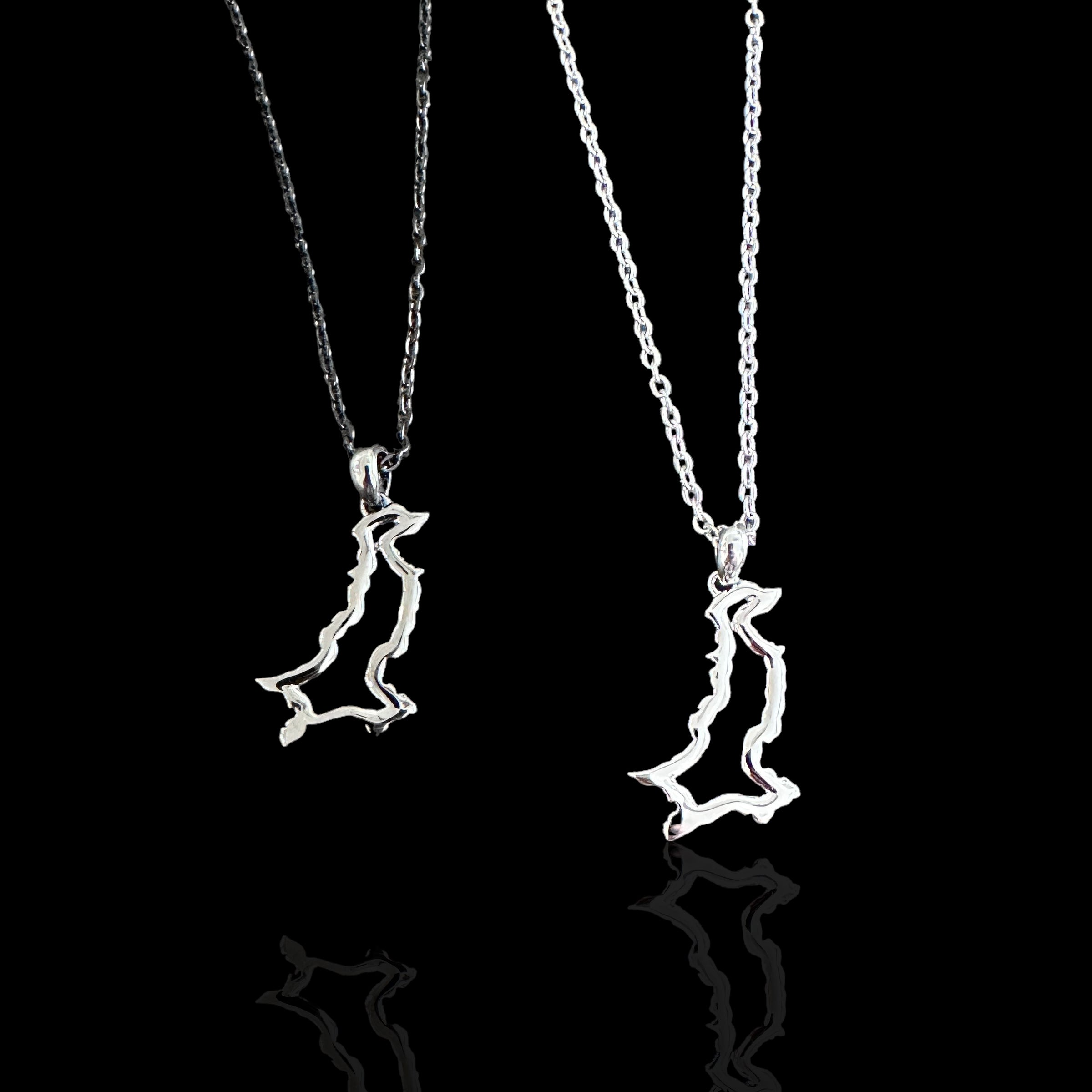 Sterling Silver Pakistan Map Outline Necklace - Available in 3 Colors ...
