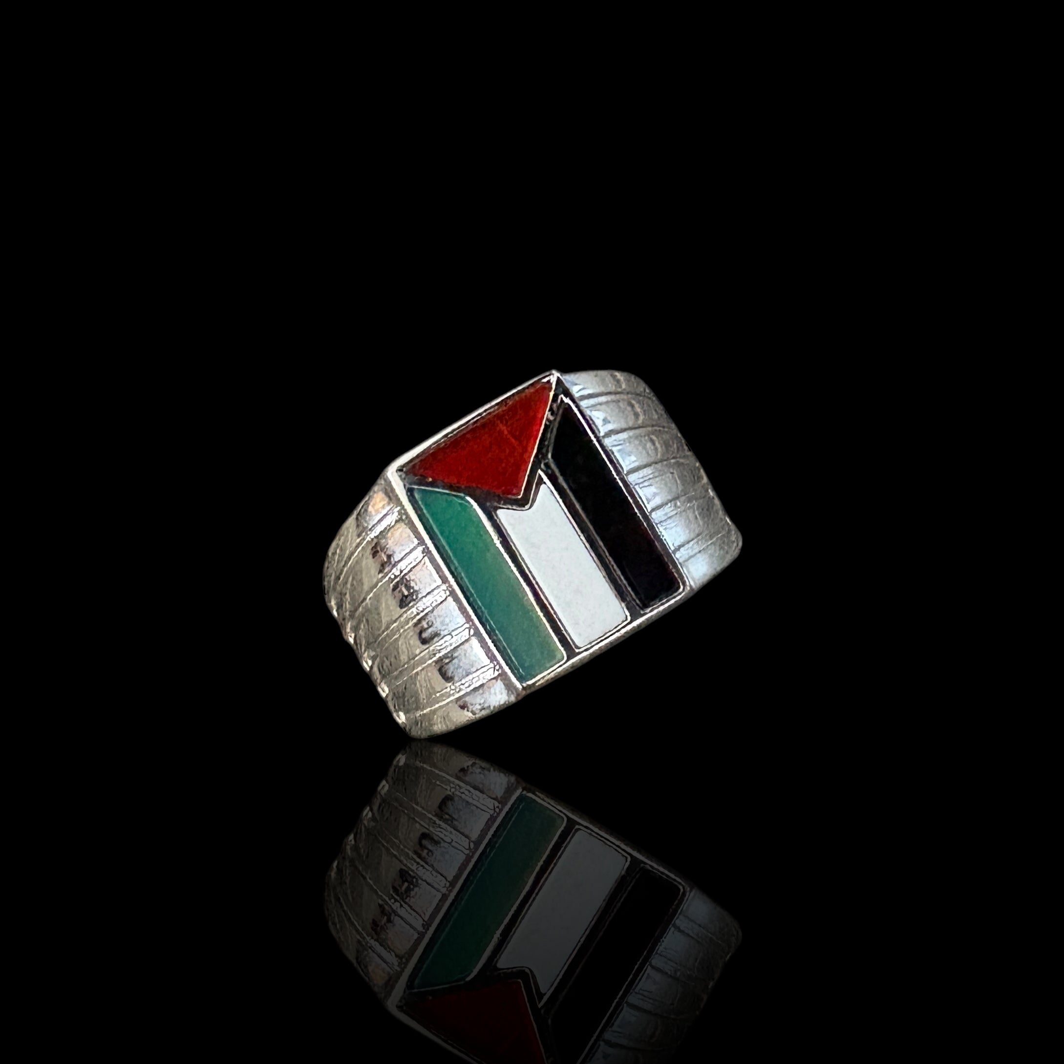 Sterling Silver Palestine Flag Aqeeq Agate Ring – West Bank Apparel