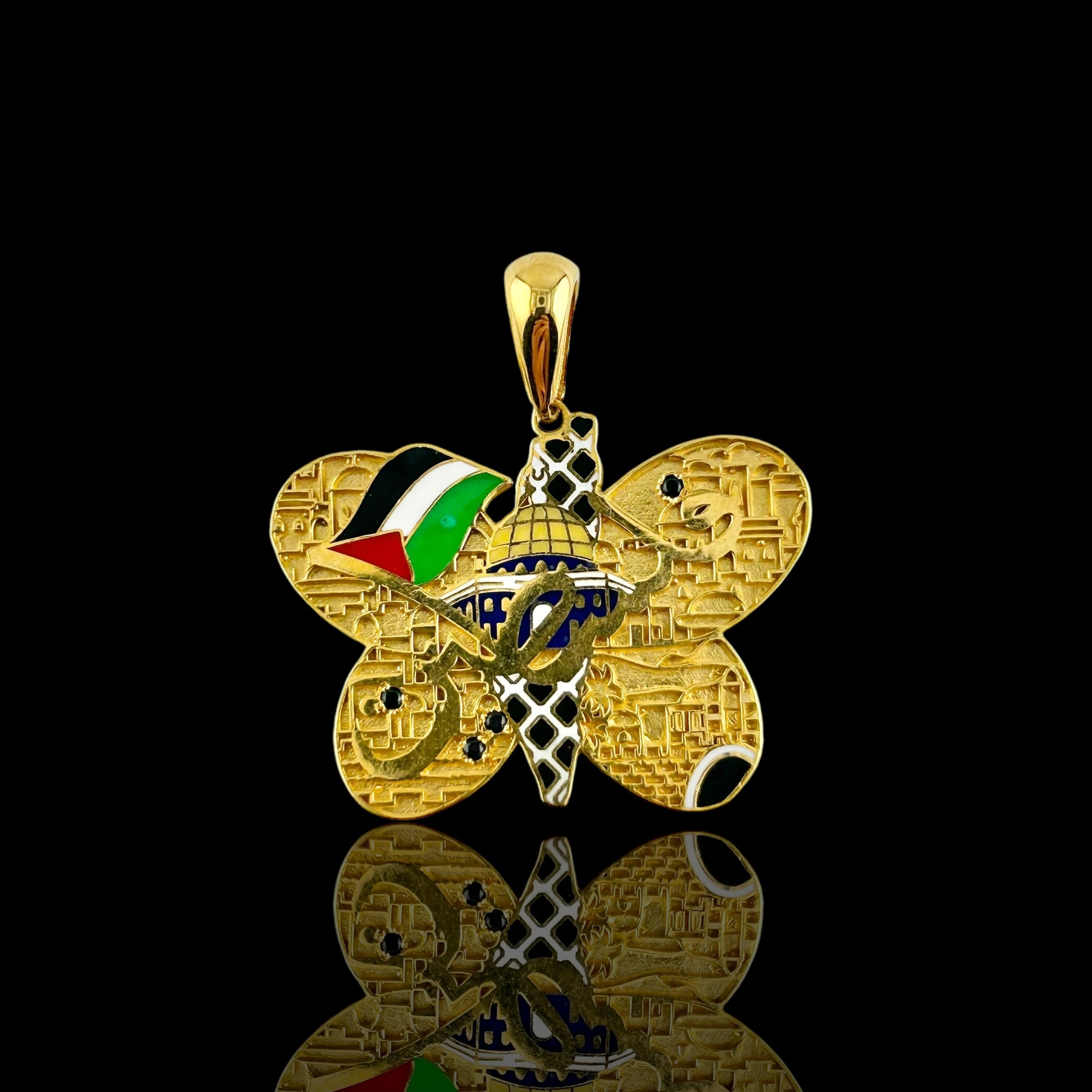 21K Solid Gold Palestine Butterfly Pendant – West Bank Apparel