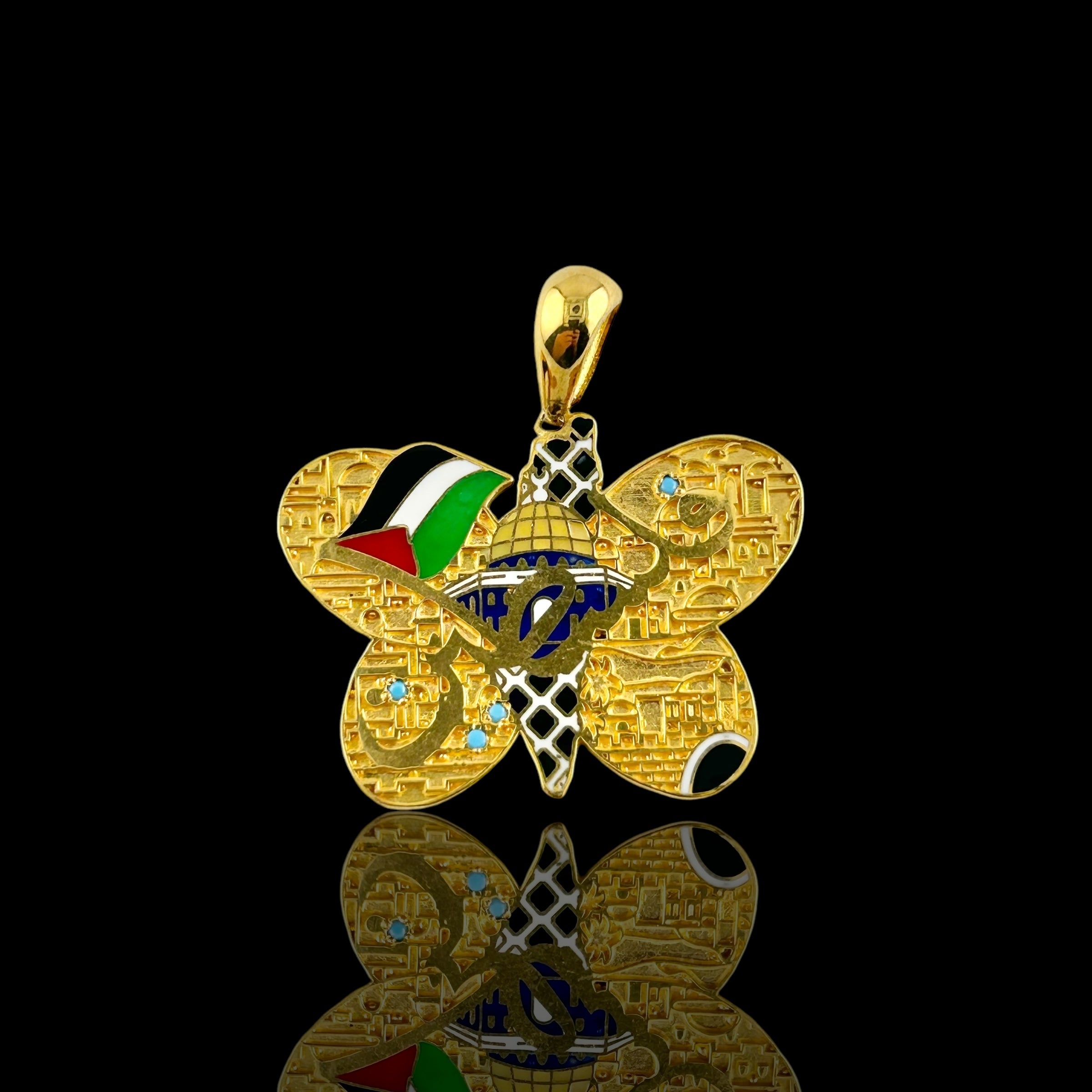 21K Solid Gold Palestine Butterfly Pendant – West Bank Apparel